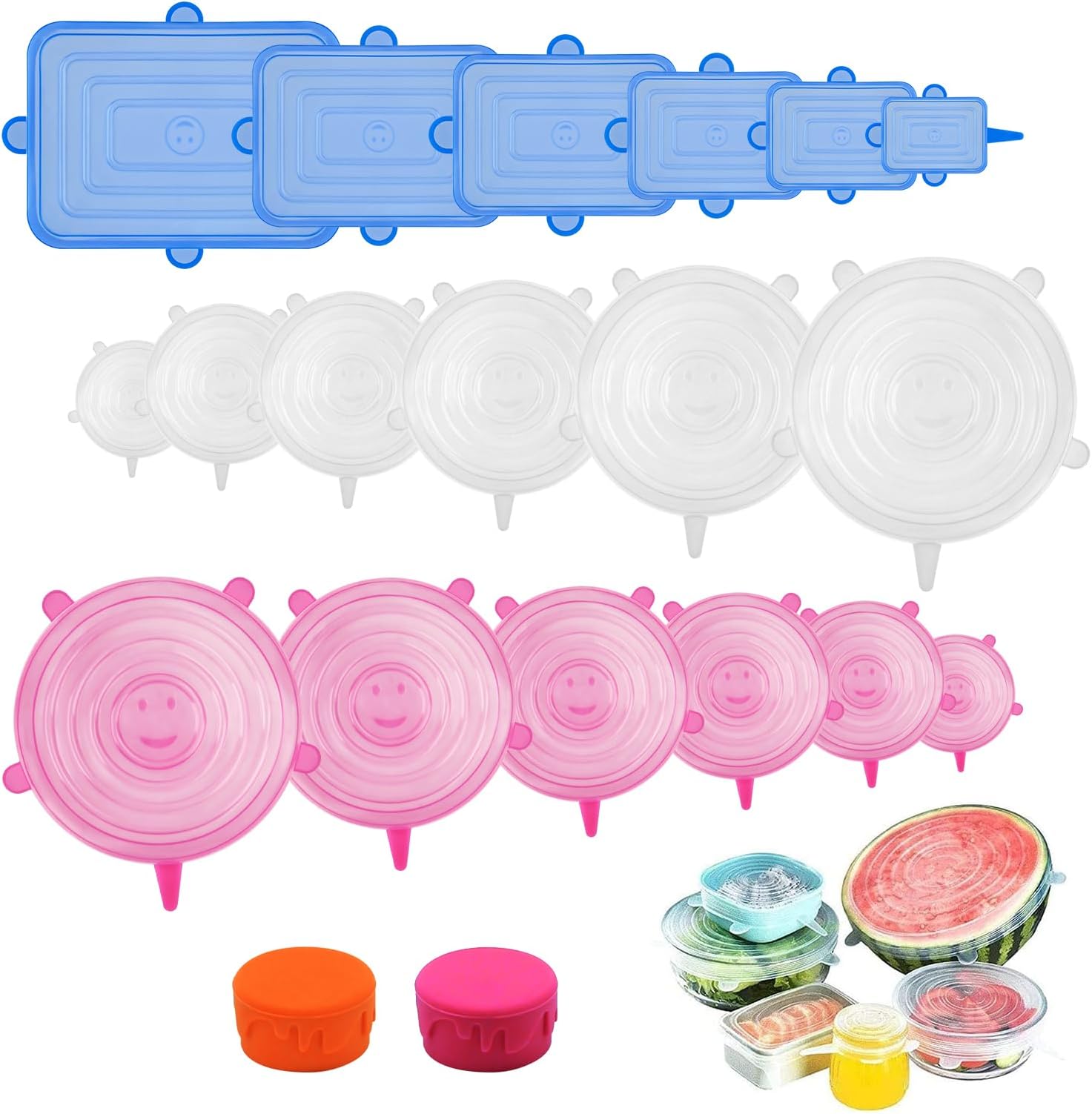 Couvercle en Silicone Réutilisable 18pcs Couvercles Extensibles en ...