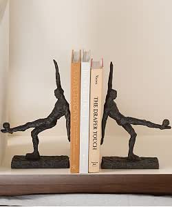 Amazon.com: Global Views Soccer Kick Bookends-Pair Office, Bronze ...
