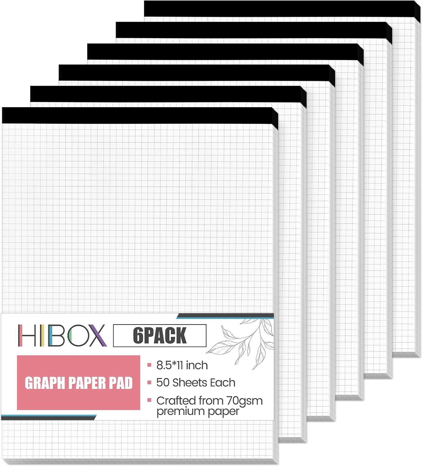 Amazon.com : HIBOX 6PCS Graph Paper Pads, 8.5"x11" White Graph Paper ...