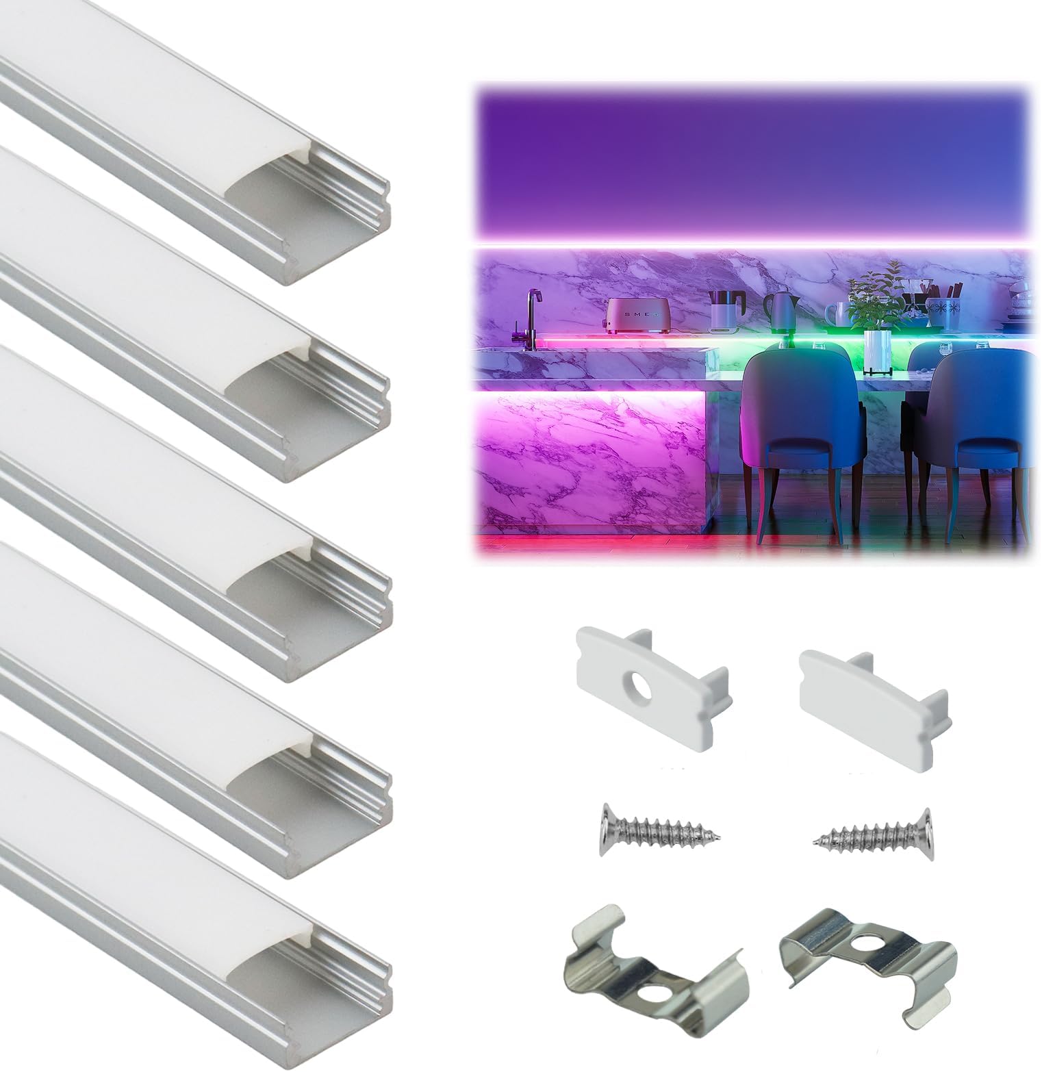 Muzata LED Channel White Corner Connector Kit L-Shape Series LC23 and 6 ...