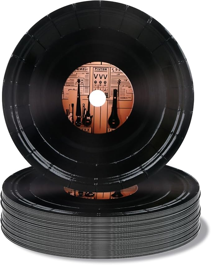 Amazon.com: Pandecor 50 Pieces Record Disposable Paper Plates,7 inches ...