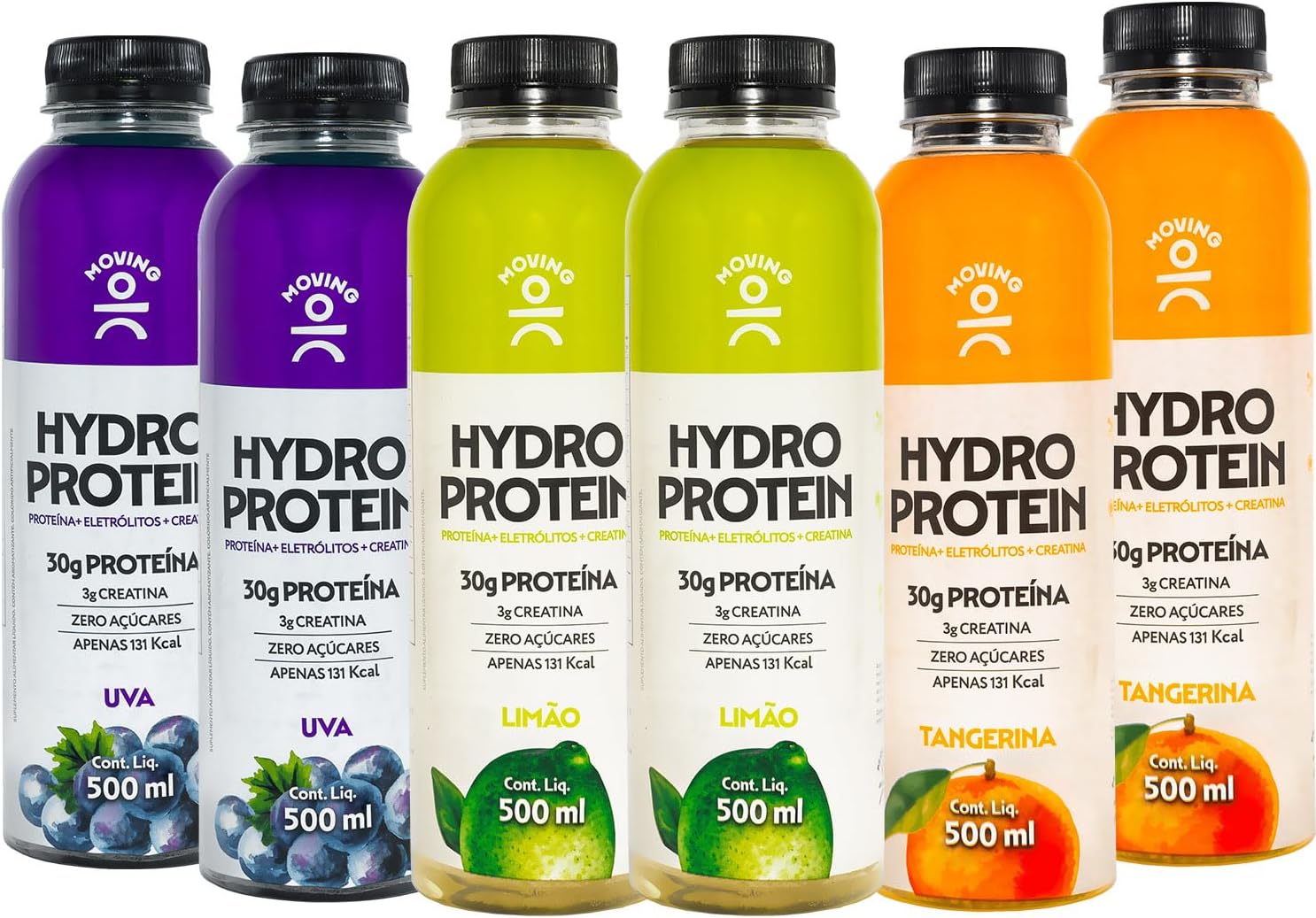 Kit 6 Bebidas Hydro Protein MOVING Pro (3 Sabores) 500ml : Amazon.com ...
