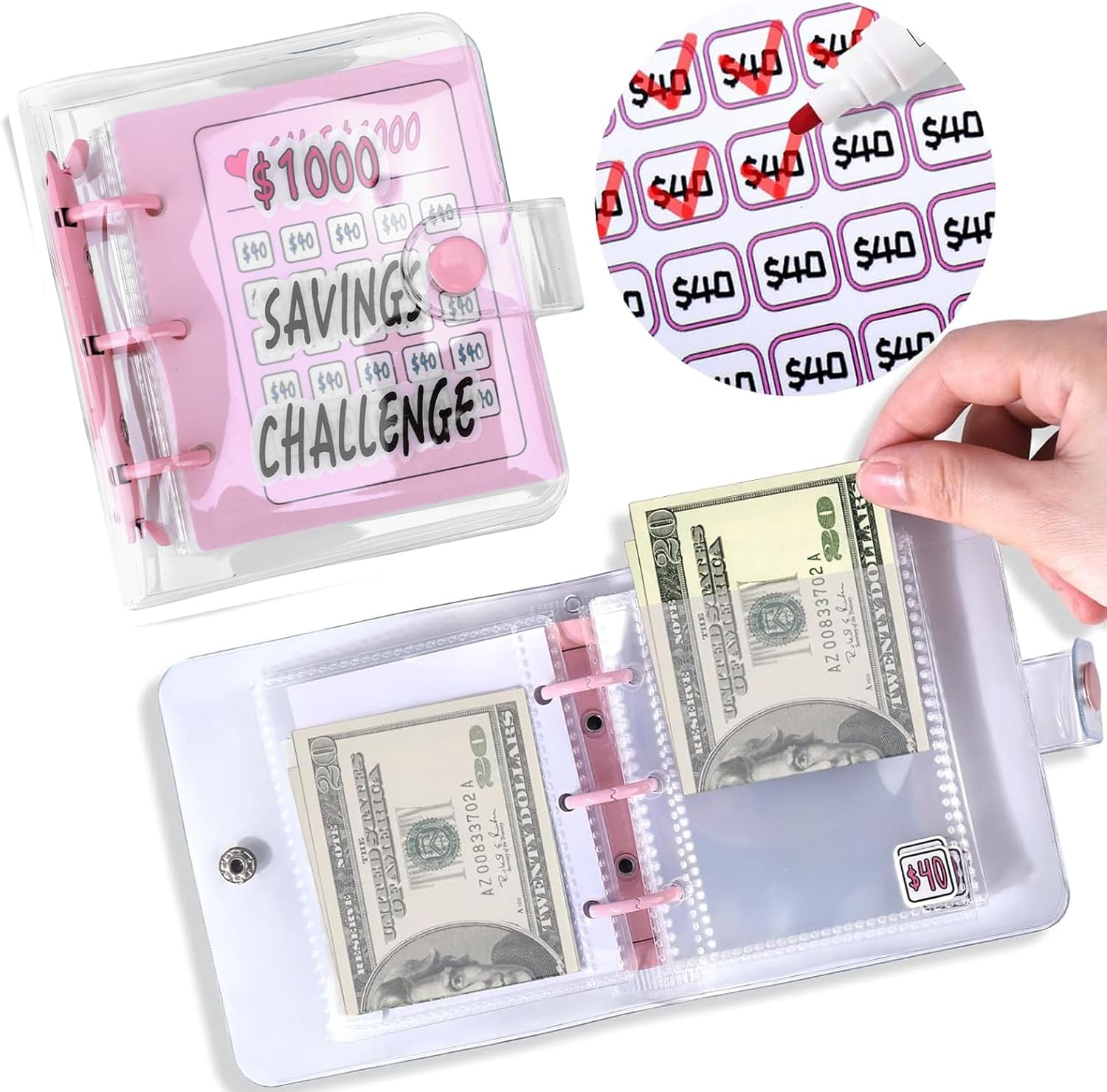 SUNJULY 100 Envelopes Saving Challenge, Mini $1000 Money Saving Binder ...