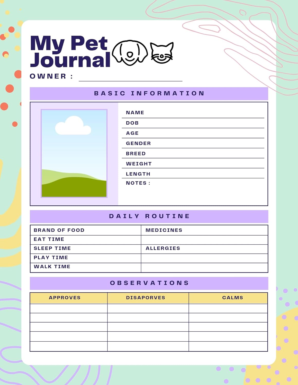 Amazon.com: My Pet Journal: Keep a history of your pet eBook : Hobson ...