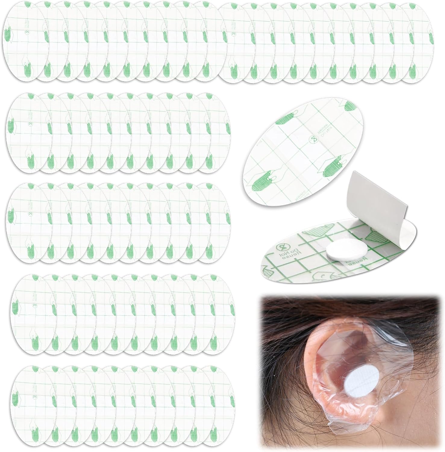 60 Pcs Waterproof Ear Stickers, Disposable Ear Covers with Cotton Ear ...