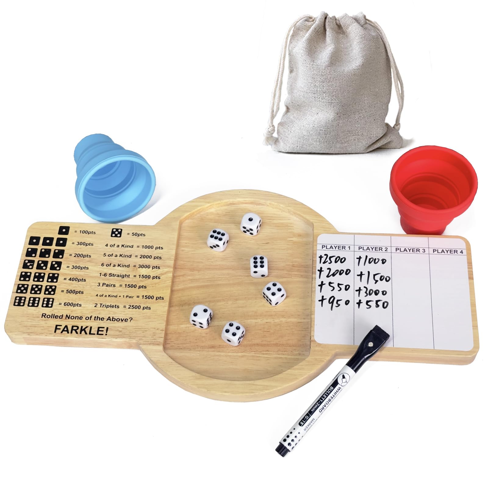 Amazon.com: Farkle Dice Game Set, Erasable Scoreboard Design 2 Dice ...
