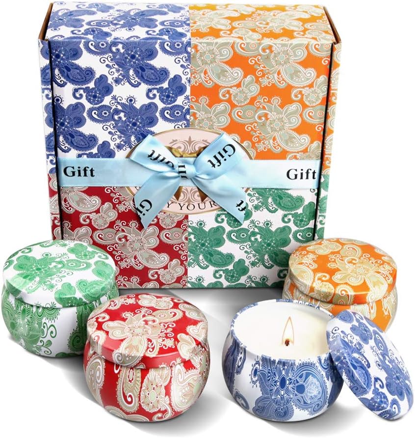 Amazon.com: Scented Candles Boxed Gift Set - Violet, Lavender, Cider ...
