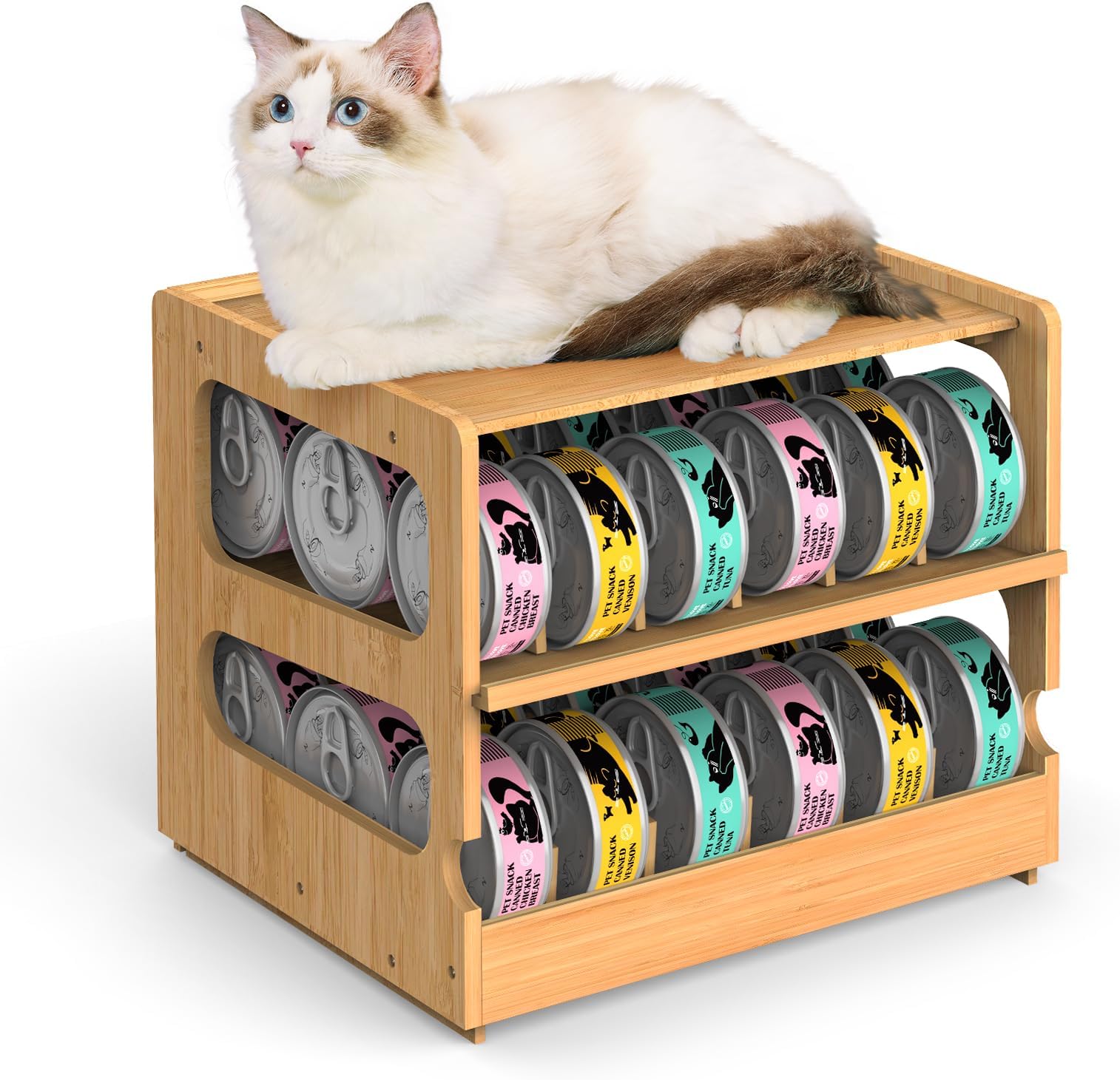 Amazon.com: Wenqik Bamboo Can Rack Organizer 3 Tier Stackable Canned ...