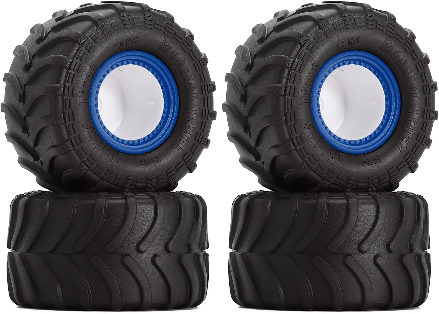 Amazon.com: INJORA RC Monster Truck Wheel Rim Tires Set 70 * 38mm Tires ...