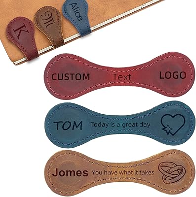 Amazon.com: CDBUY Personalized Leather Magnetic Bookmarks - Custom ...