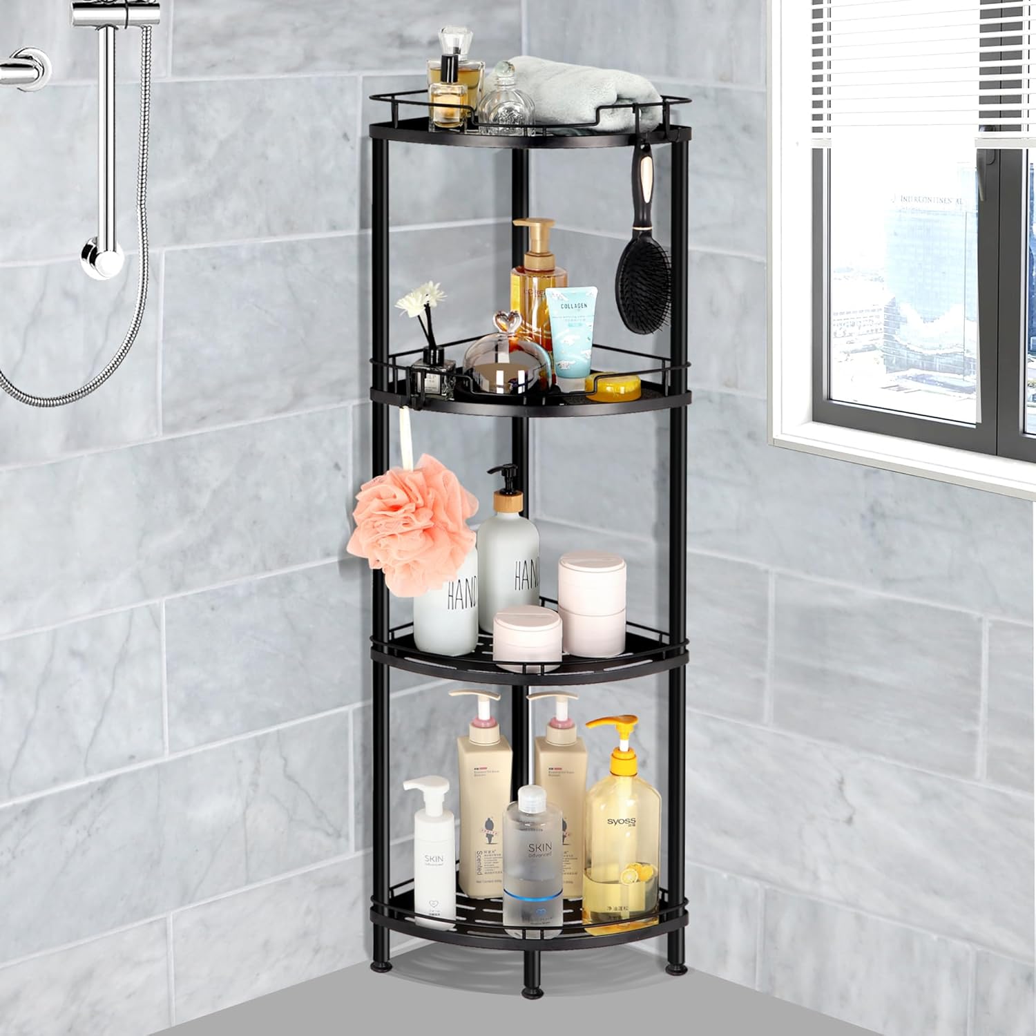 Amazon.com: Outink Corner Shower Caddy Stand, Metal Floor Standing ...
