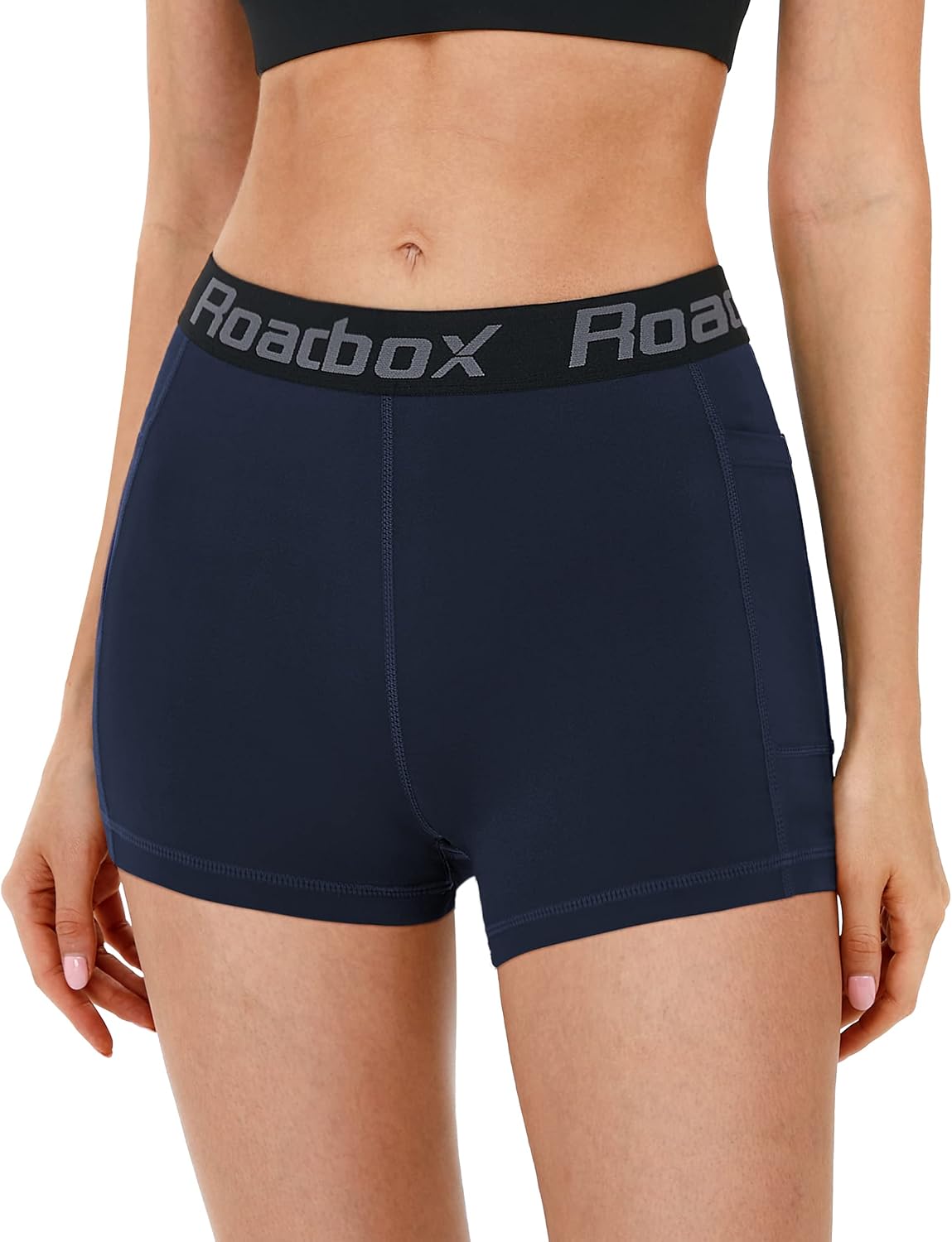 Roadbox 5'' Women's Volleyball Compression Shorts with Pockets, 3 Pack ...