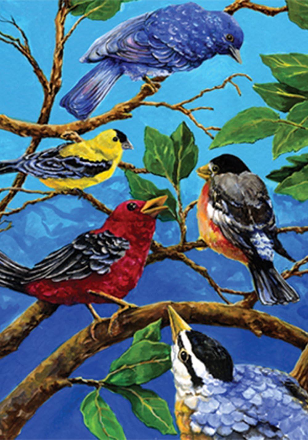 Amazon.com : Toland Home Garden 108034 Birds On Blue Bird Flag 28x40 ...