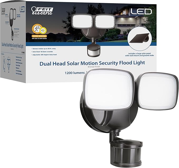 Feit Electric LED Outdoor Security Floodlight, Dual Head, Motion Sensor ...