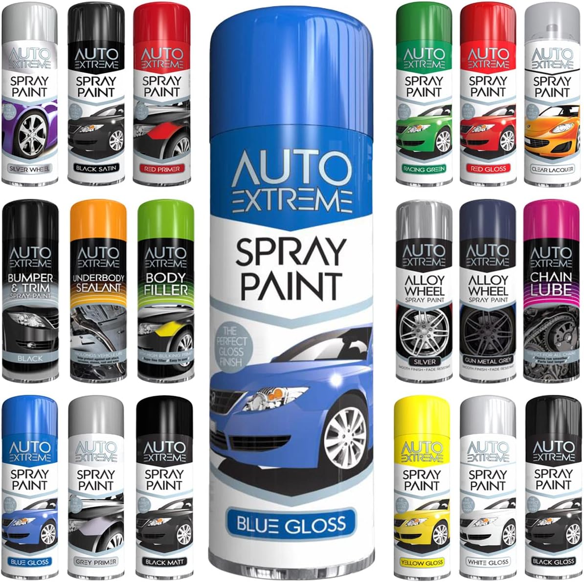 Classic Signature - 1 x Auto Extreme Blue Gloss Spray Paint 250ml ...
