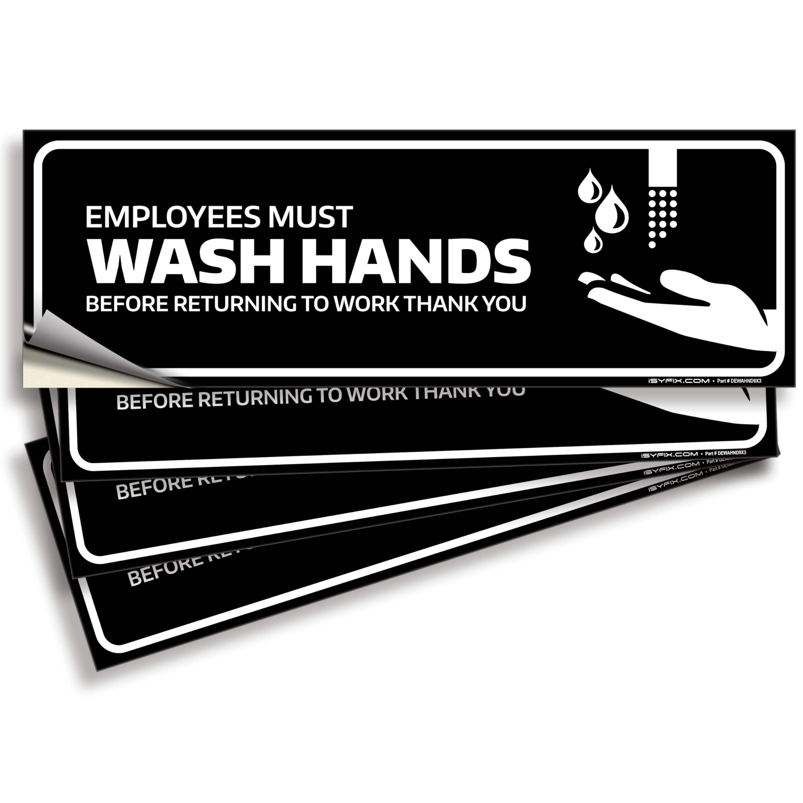 Snapklik.com : iSYFIX Employees Must Wash Hands Stickers 2 Pack 9x3 ...