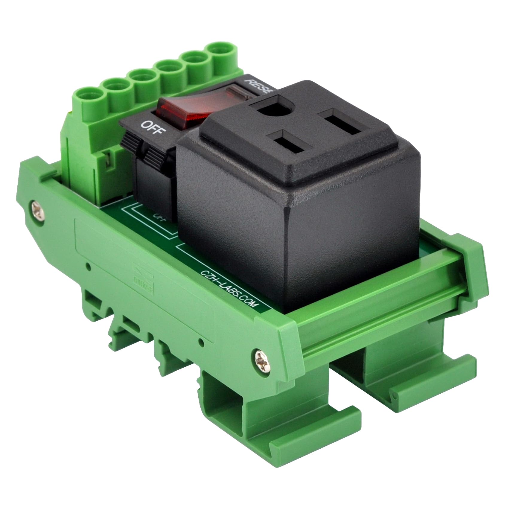 Snapklik.com : DIN Rail Mount AC 120V NEMA 5-15R Receptacle Outlet ...
