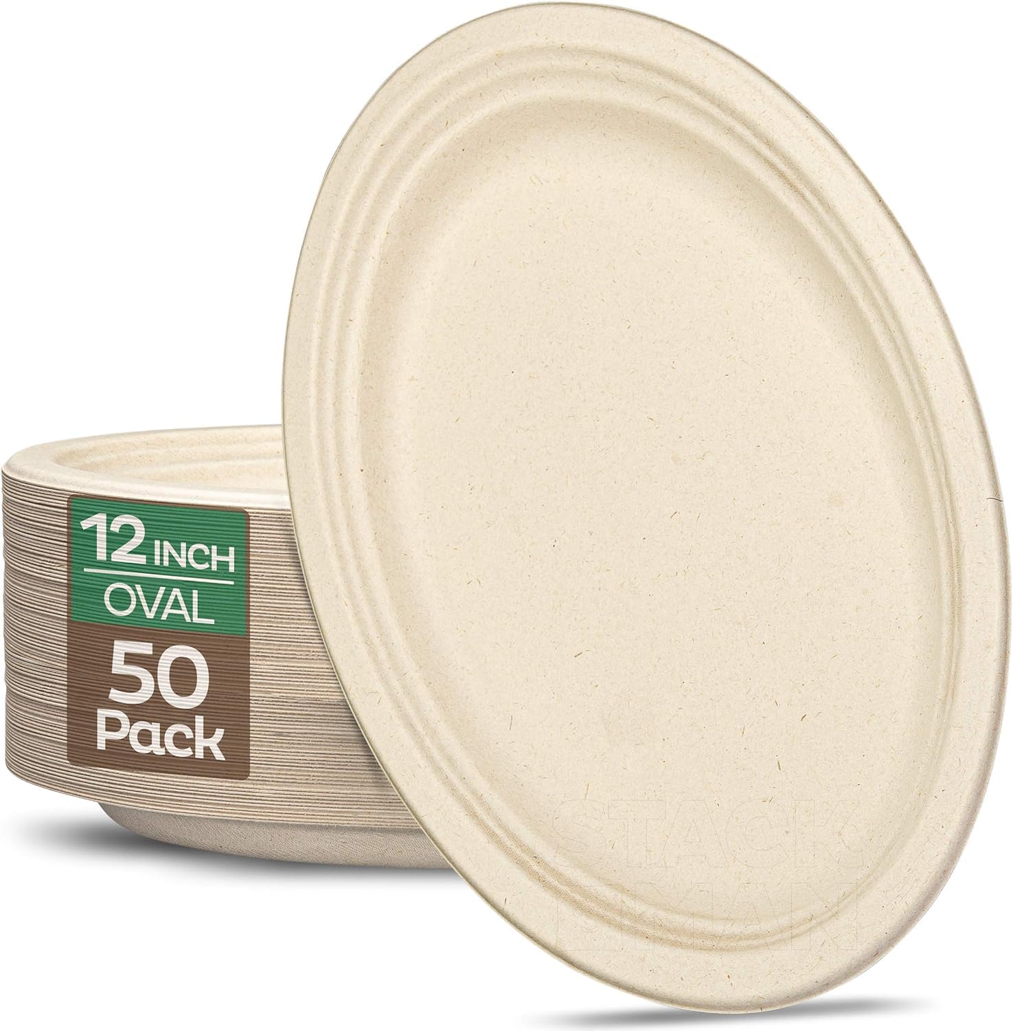 Snapklik.com : 100% Compostable Oval Paper Plates 50-Pack - PFAS-Free ...