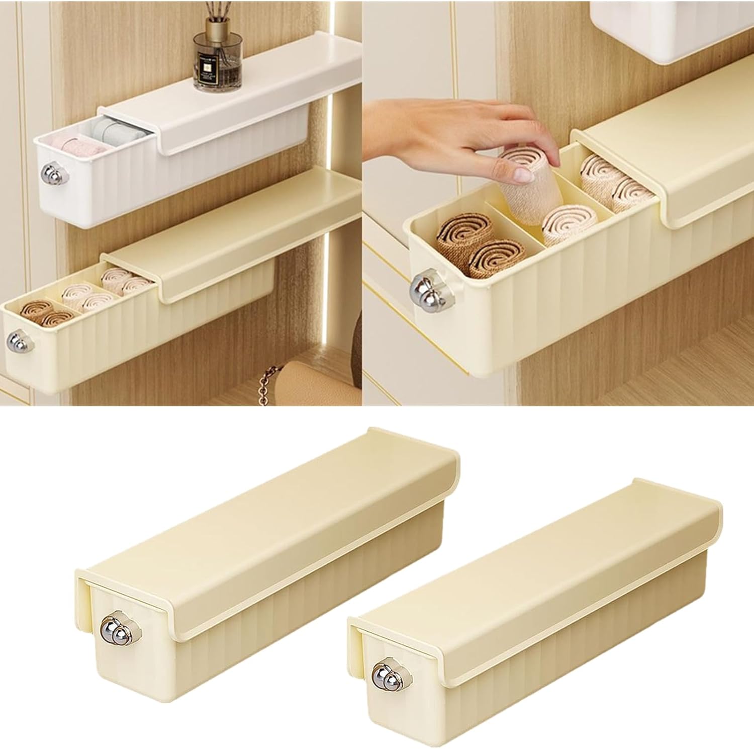 Amazon.com: KKwercv Wall Mounted Underwear Sock Storage Box Self ...