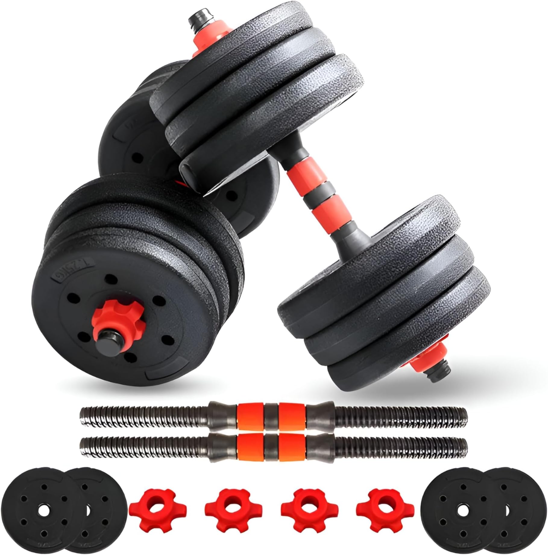 Adjustable Dumbbell Set, Includes Weight Plates and Connector, Black ...