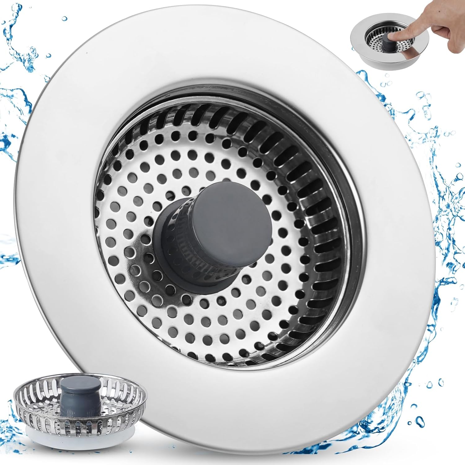 Hygie Rinse Sink Drain Strainer Pop Up 3-in-1 Kitchen Sink Stopper ...