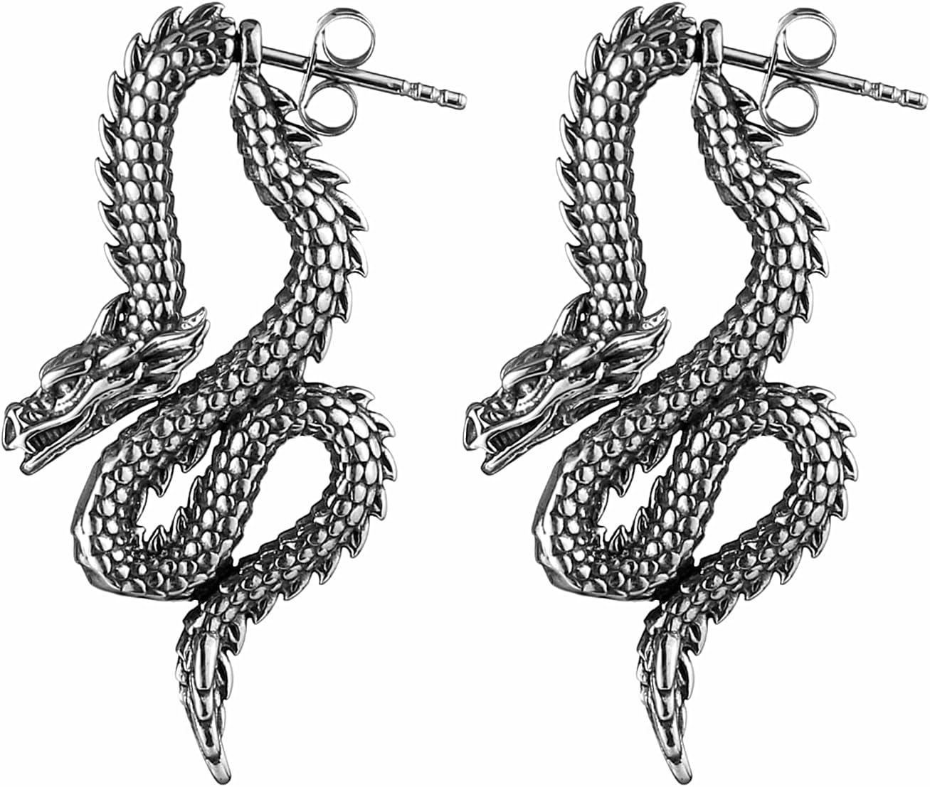 Amazon.com: HZMAN Retro Dragon Earrings for Men Women Stainless Steel ...