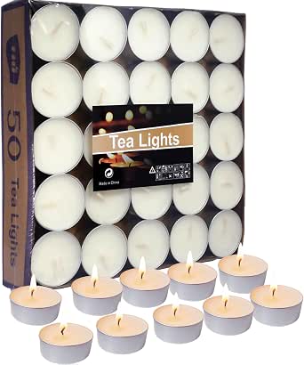 Amazon.com: 50 Packs Tea Light Candles, 4.5 Hours Burning Time ...