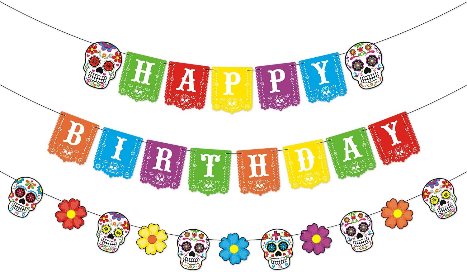 Amazon.com: Day of the Dead Happy Birthday Banner Día de los Muertos ...