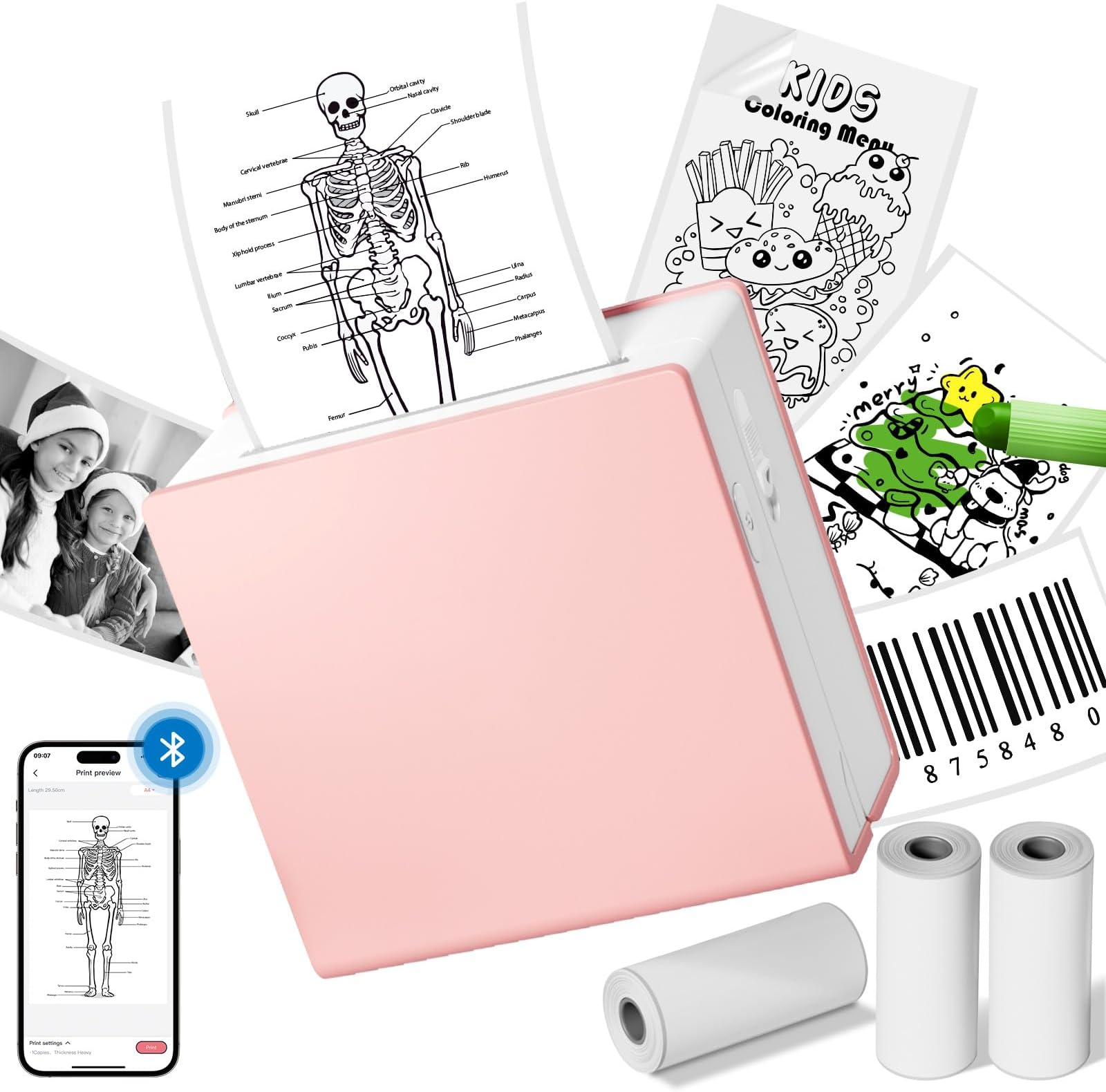 Amazon.com: Memoking M02 Mini Sticker Printer, Portable Bluetooth ...