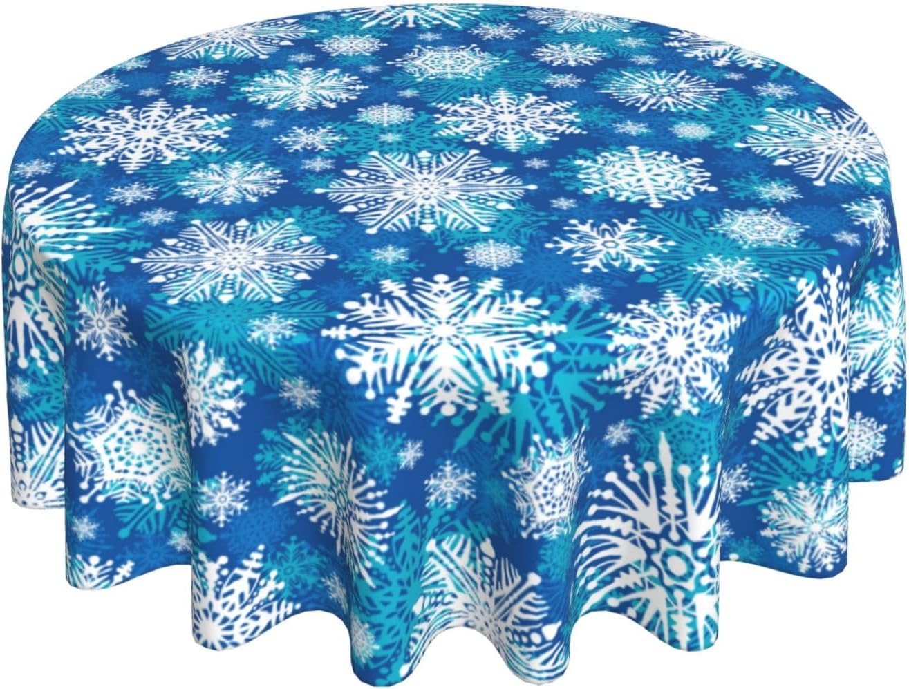 Amazon.com: aportt Winter Snowflake Tablecloth Round Snow Seasonal Blue ...
