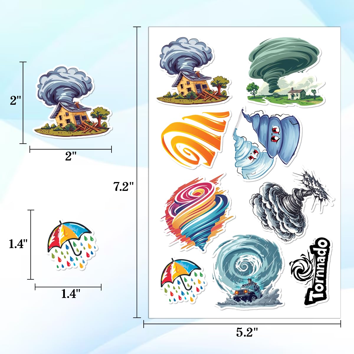 Weather Themed Decals 55 PCS Tornado Stickers Pack - Hurricane Natural ...