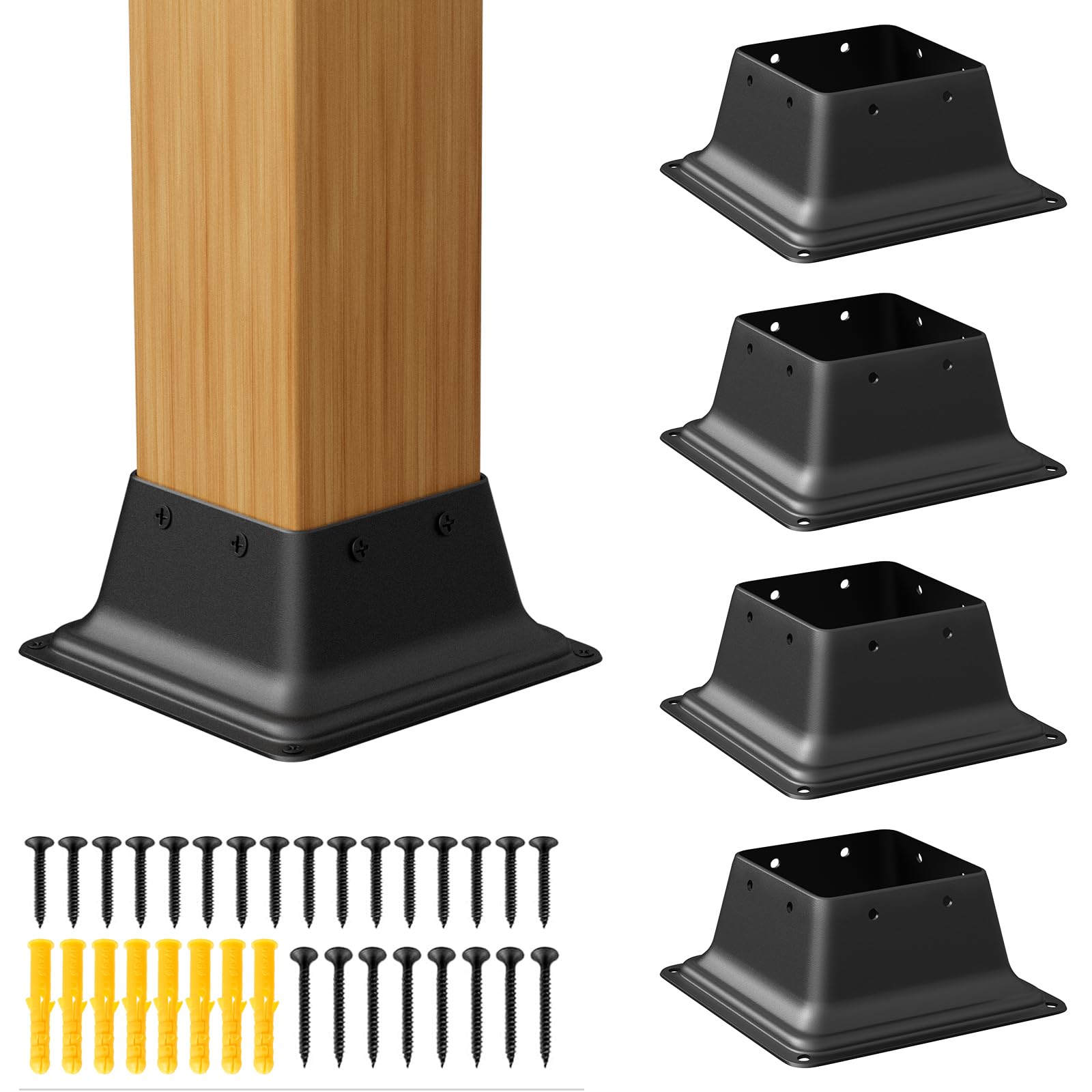 Snapklik.com : 4x4 Post Base Black Square Brackets 5PCS Internal Size 3 ...