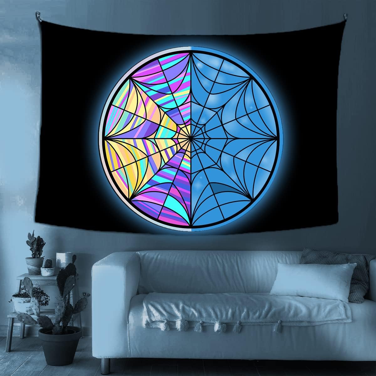 Amazon.com: Hifuwan Wednesday Spiderweb Window Tapestry Blacklight ...
