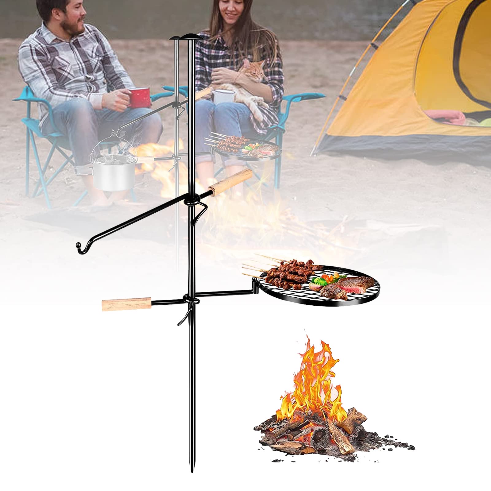 Buy PEALOV Swivel Grill,360 Degree Outdoor Campfire Grill,Swing Cooking ...