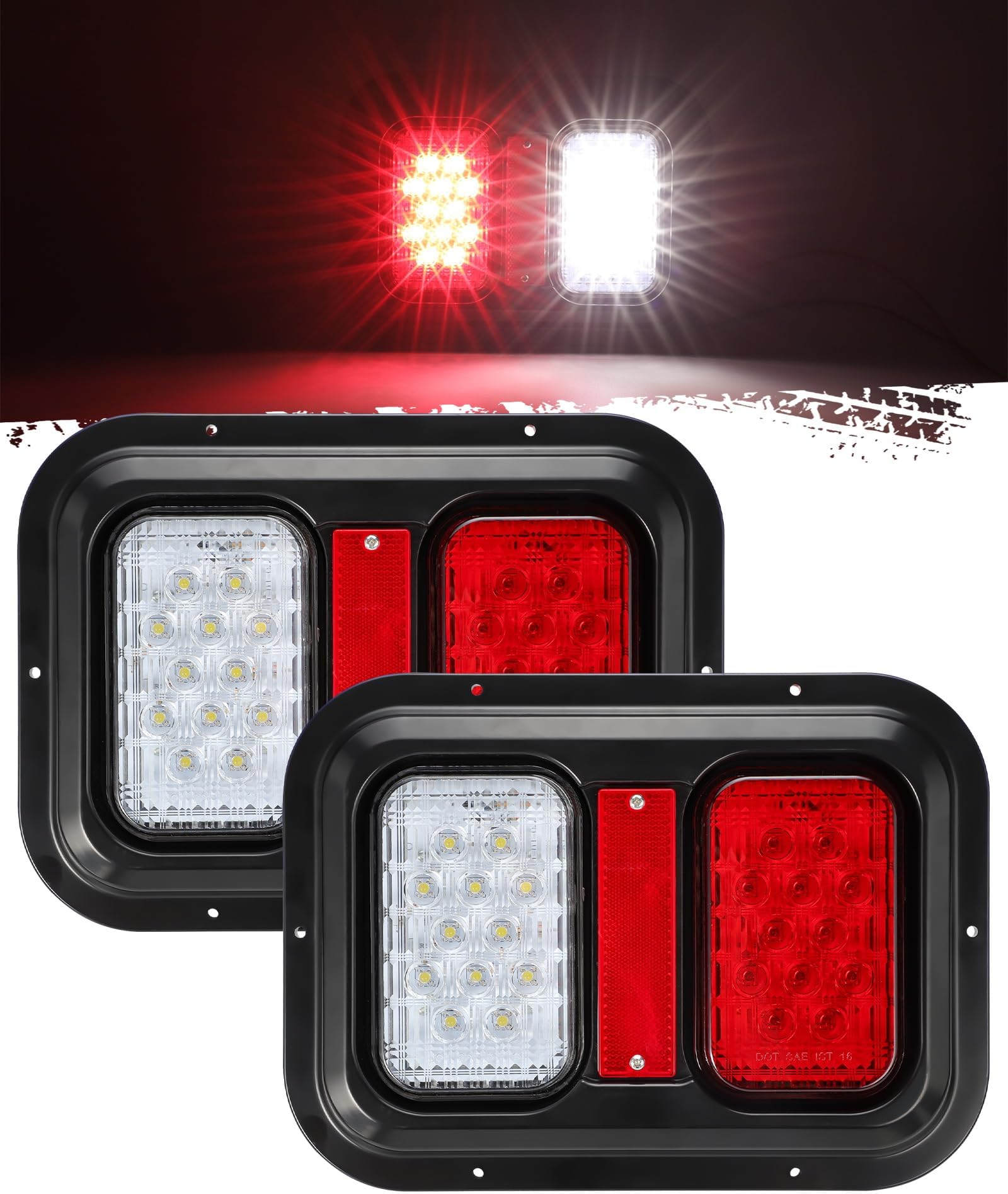 Amazon.com: Partsam 2 Rectangle Double Led Trailer Tail Lights 24 LEDs ...