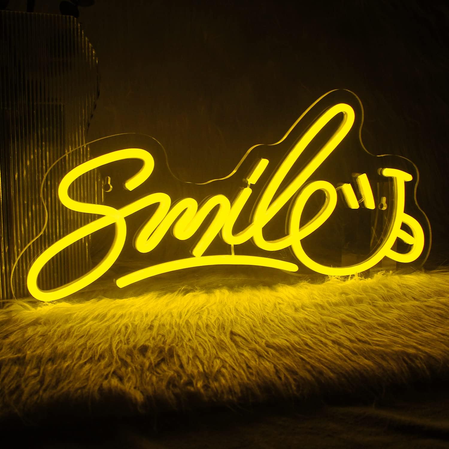 Amazon.com : ineonlife Smile Neon Sign for Wall Decor Yellow Led Neon ...