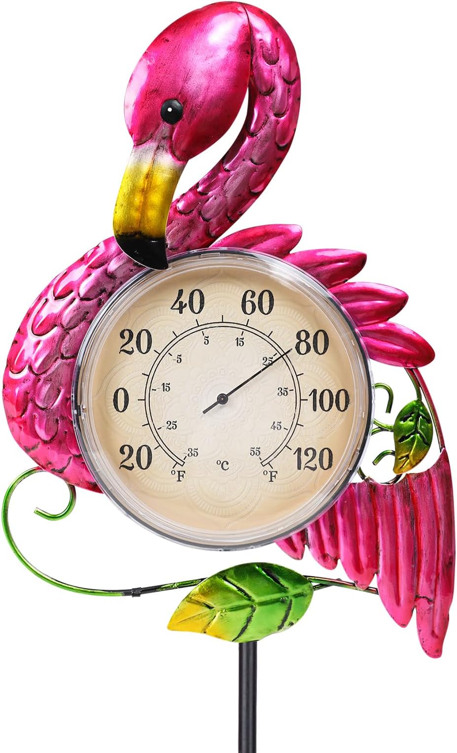 Amazon.com: MUMTOP Outdoor Thermometer, 42 Inch Metal Flamingo Solar ...