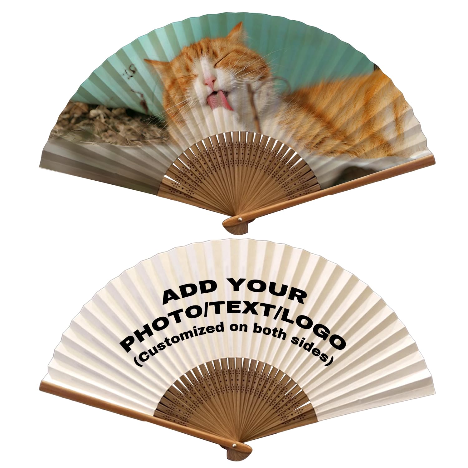 Amazon.com: JeathFea Personalized Folding Fan Custom Hand Fan for ...