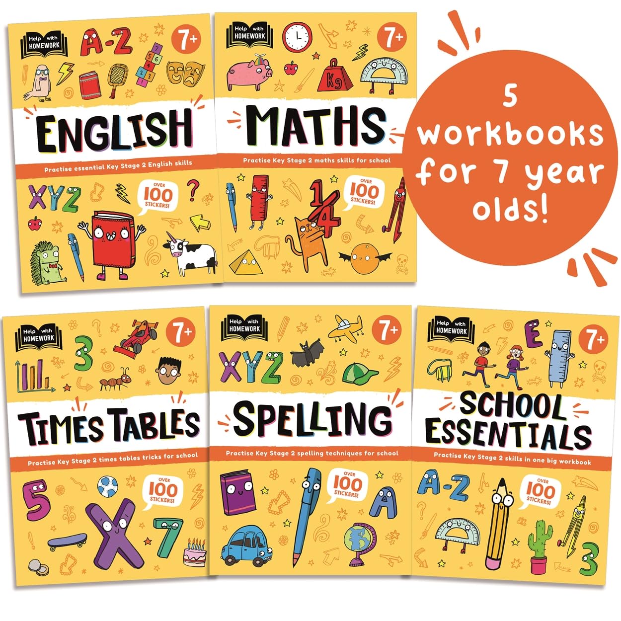 Help With Homework Age 7+ (5 workbooks to practise essential Key Stage ...