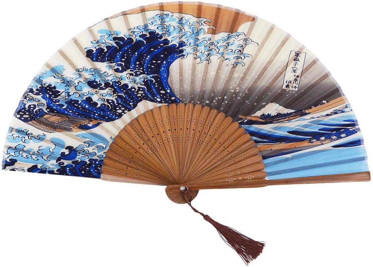 1SourceTek Kanagawa Sea Waves Landscape 8.27"(21cm) Folding Hand Held ...