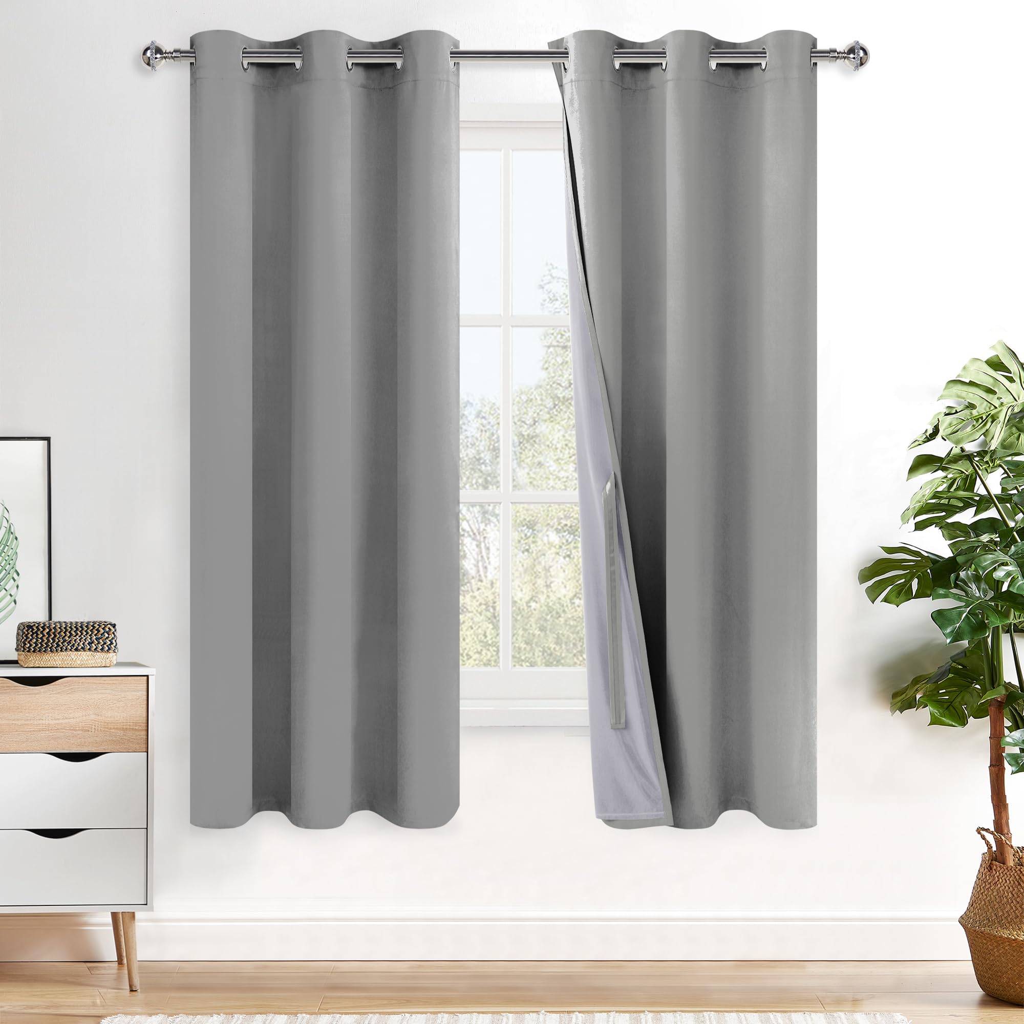 Amazon.com: XWZO 100% Blackout Curtain Panels - Thermal Insulated Black ...