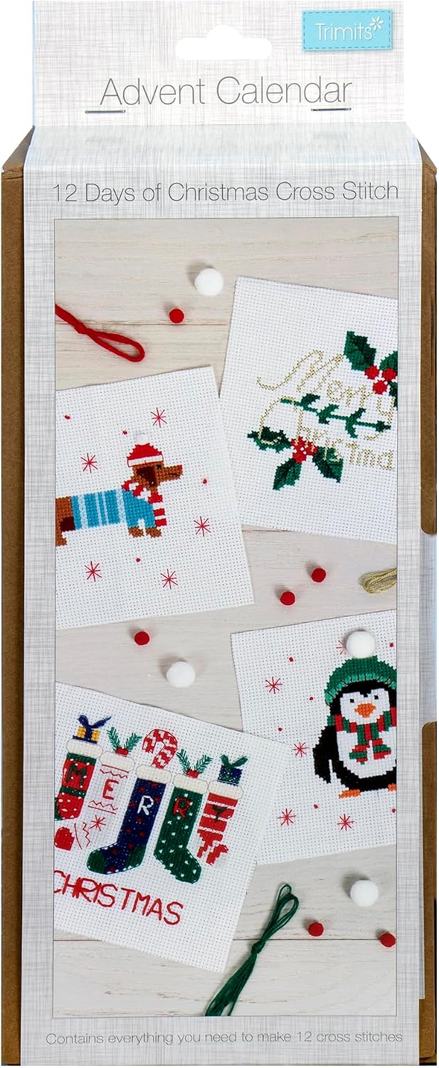 Trimits Cross Stitch Advent Calendar – 12 Day Christmas Countdown Gift ...