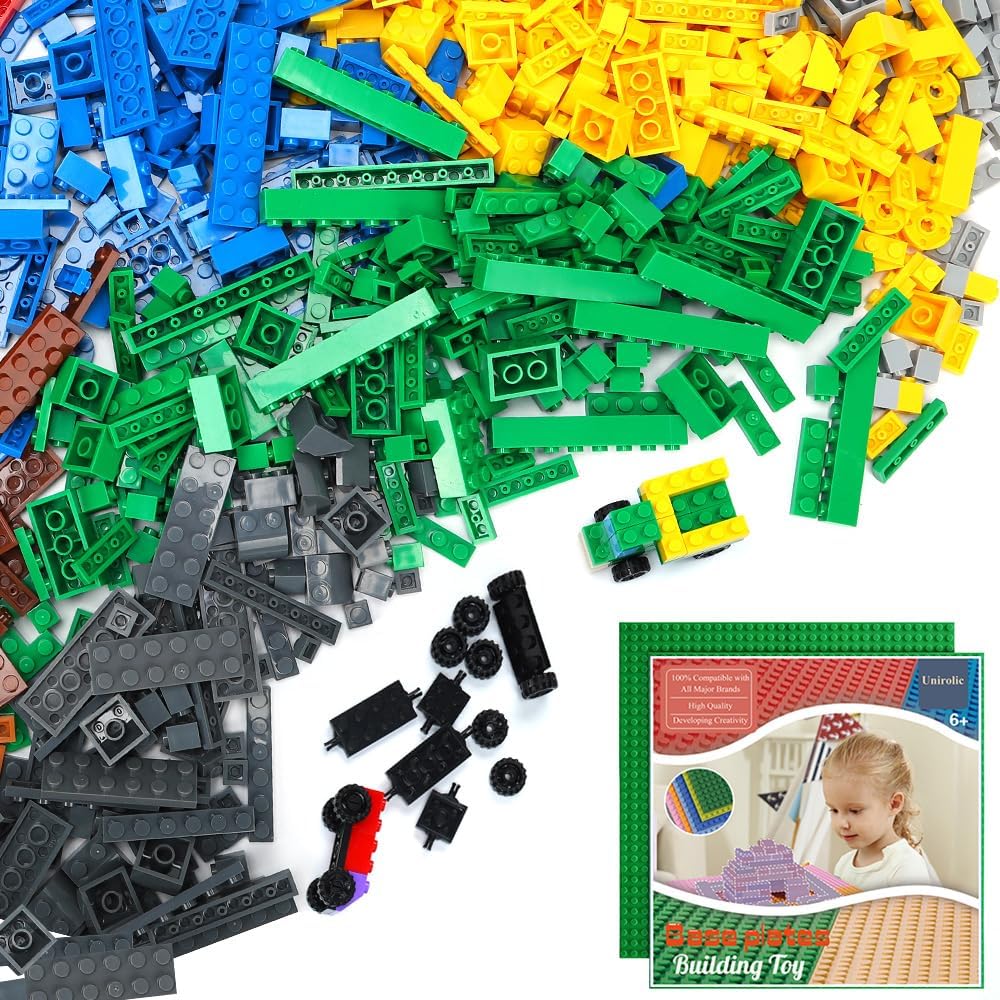 Amazon.com: Unirolic Classic Building Bricks Set with 32x32 Baseplates ...