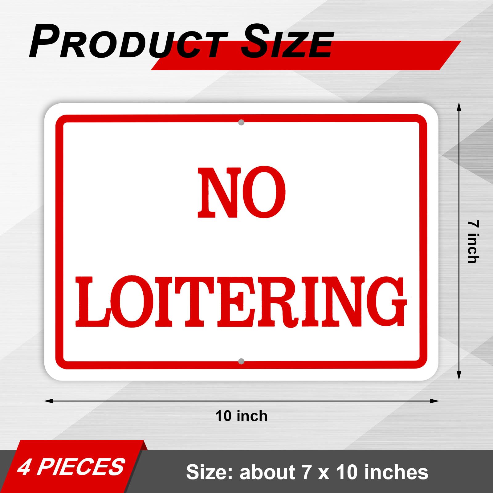 Snapklik.com : Barydat 4 Pack No Loitering Sign Aluminum Reflective ...