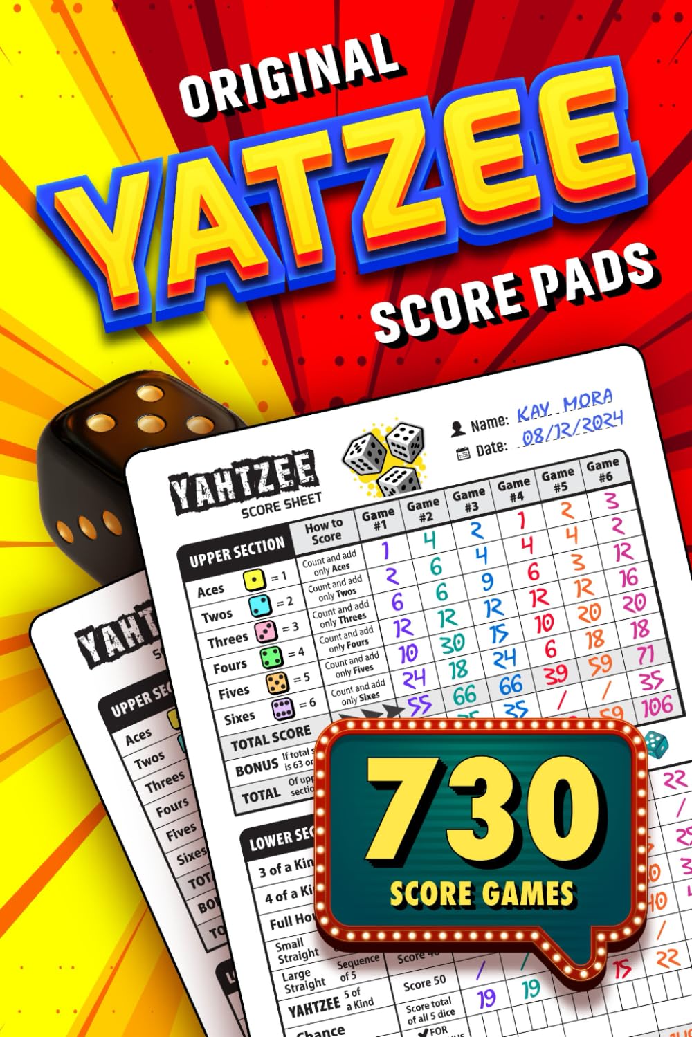 Orginal Yatzee Score Pads: Travel Size Yatzee Score Sheets (Great Gift ...