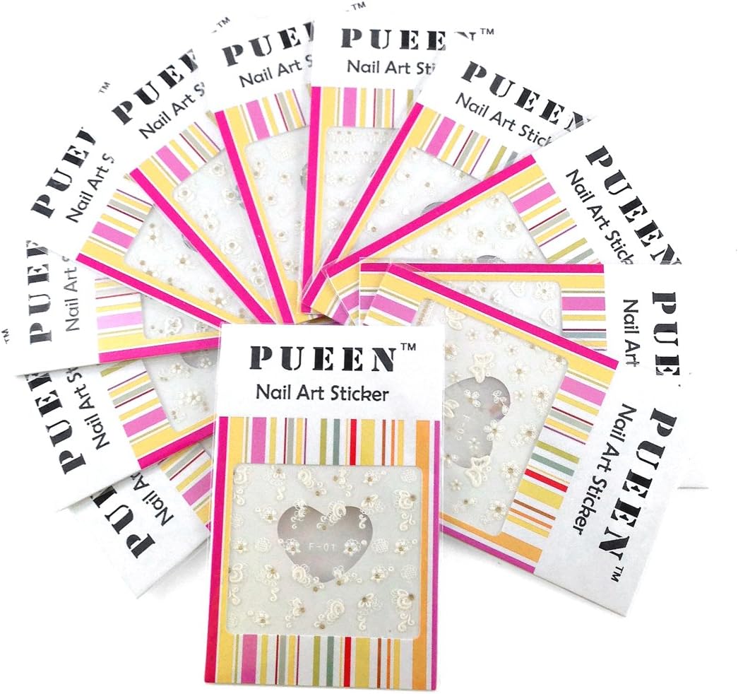 Amazon.com: PUEEN 3D Nail Art Sticker Collection Set F1 - 12 Packs in ...