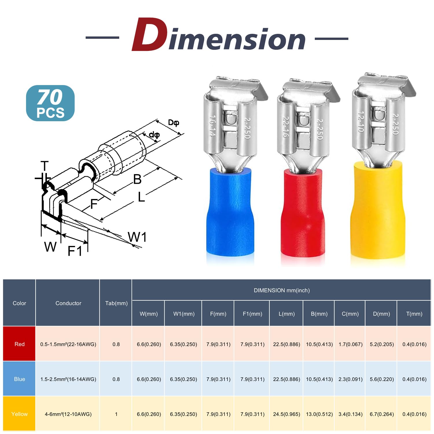 Snapklik.com : Chanzon 50pcs UL Listed Piggyback Connectors Wire Terminal