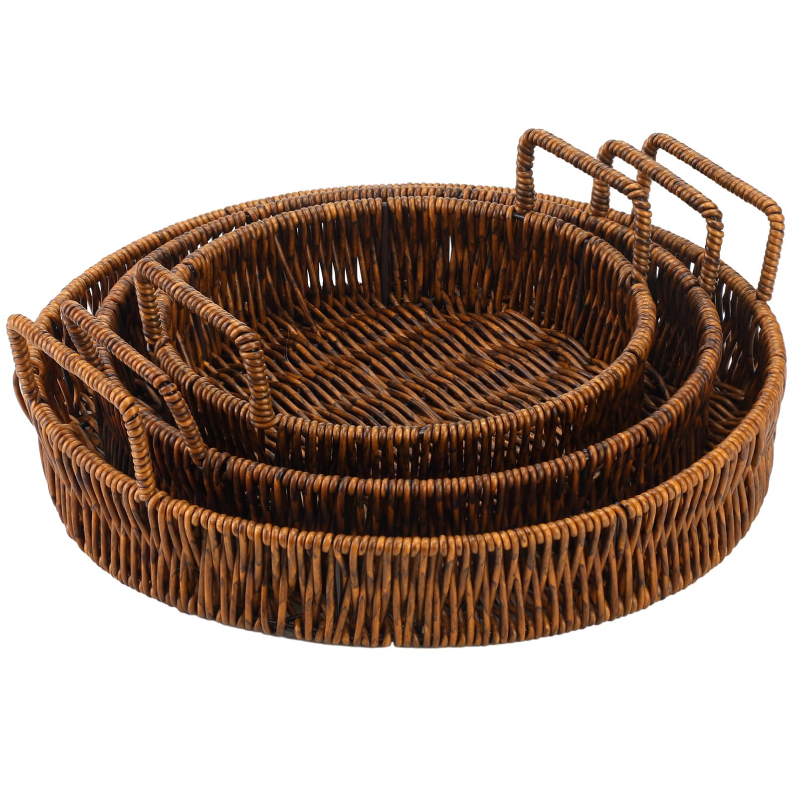 Amazon.com: Ferraycle 3 Pcs Rattan Serving Tray with Handles Woven ...