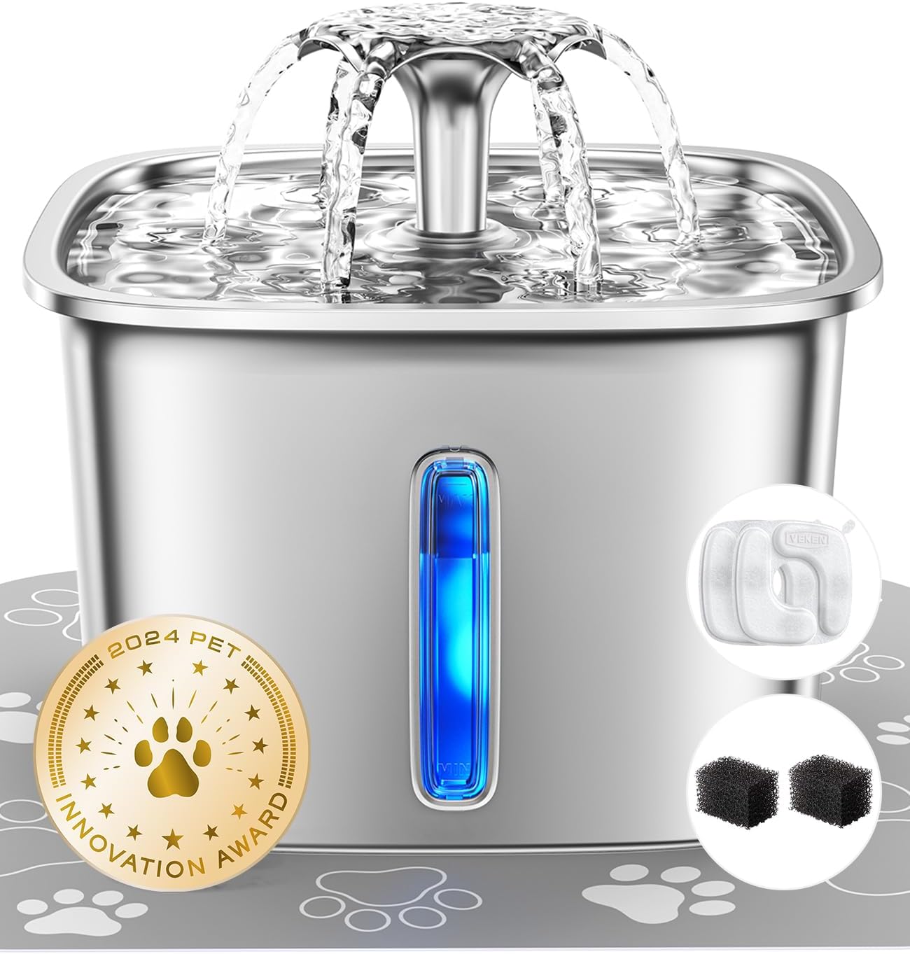 Amazon.com : QXQXIN Cat Water Fountain Stainless Steel- 108oz/3.2L Pet ...