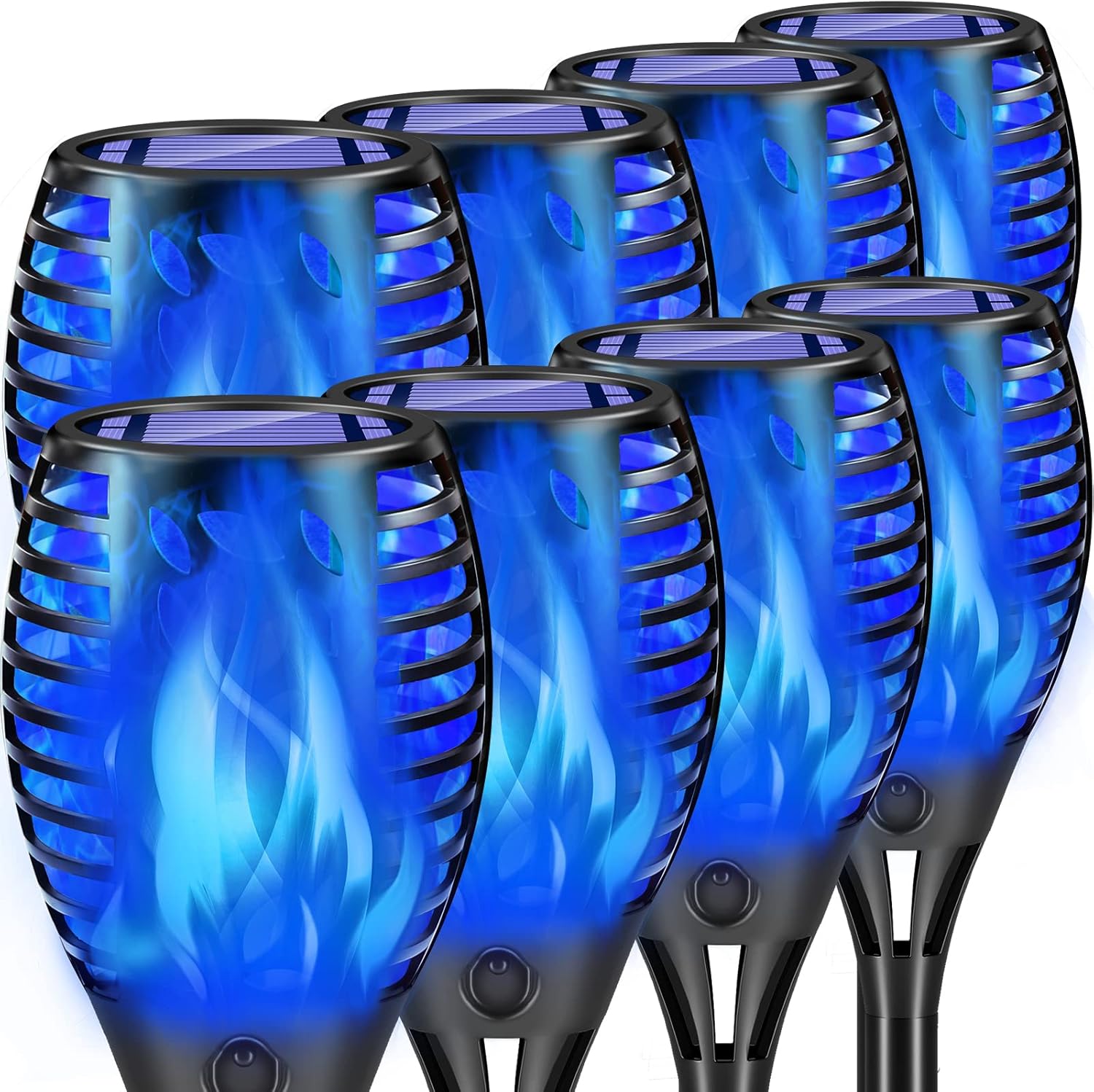 Amazon.com: TomCare Solar Outdoor Lights, 8 Pack Blue Solar Torches ...